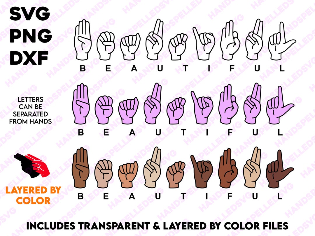 Beautiful American Sign Language Alphabet SVG PNG DXF | Layered by ...