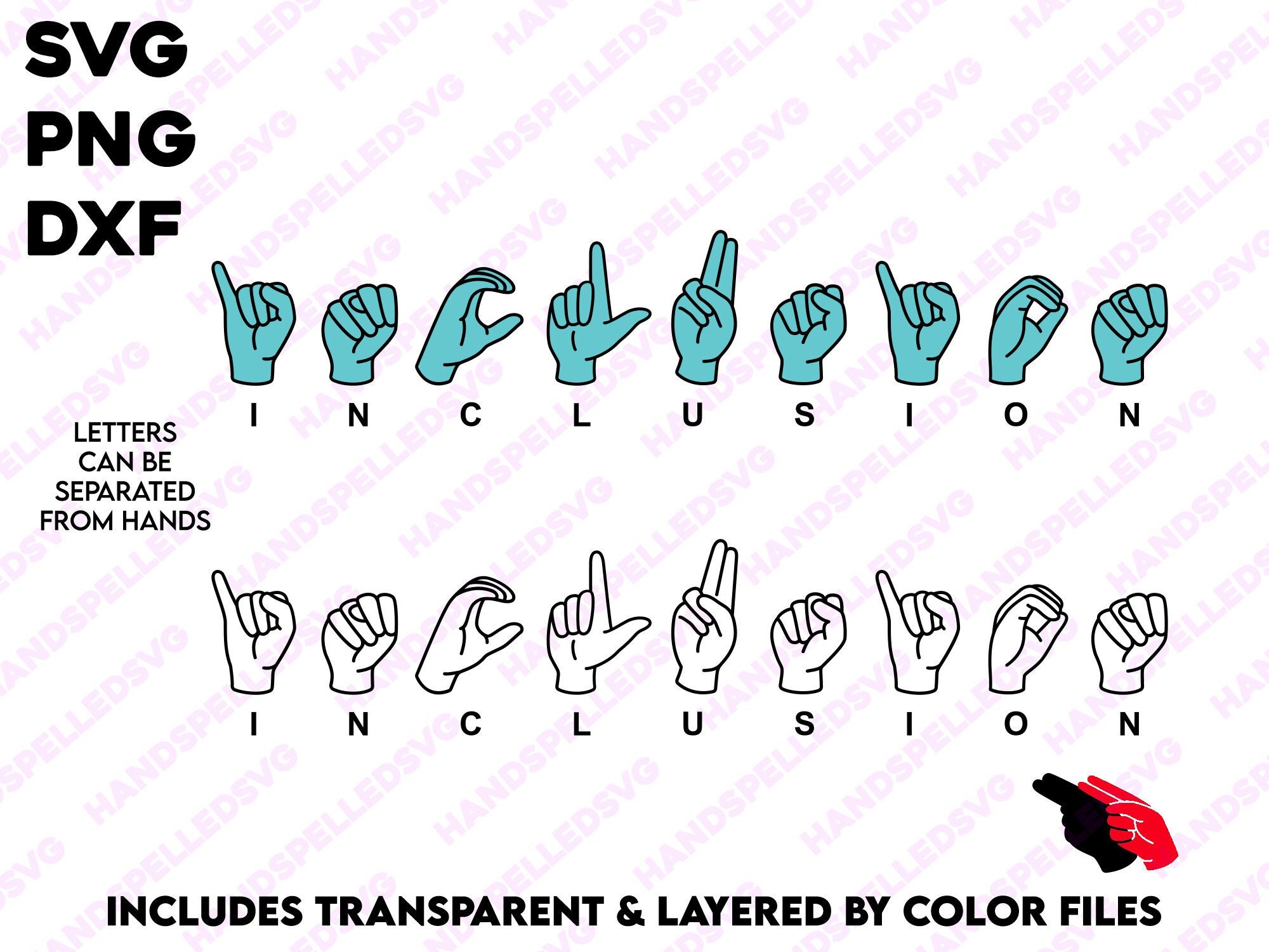 Inclusion American Sign Language Alphabet SVG PNG DXF - Etsy