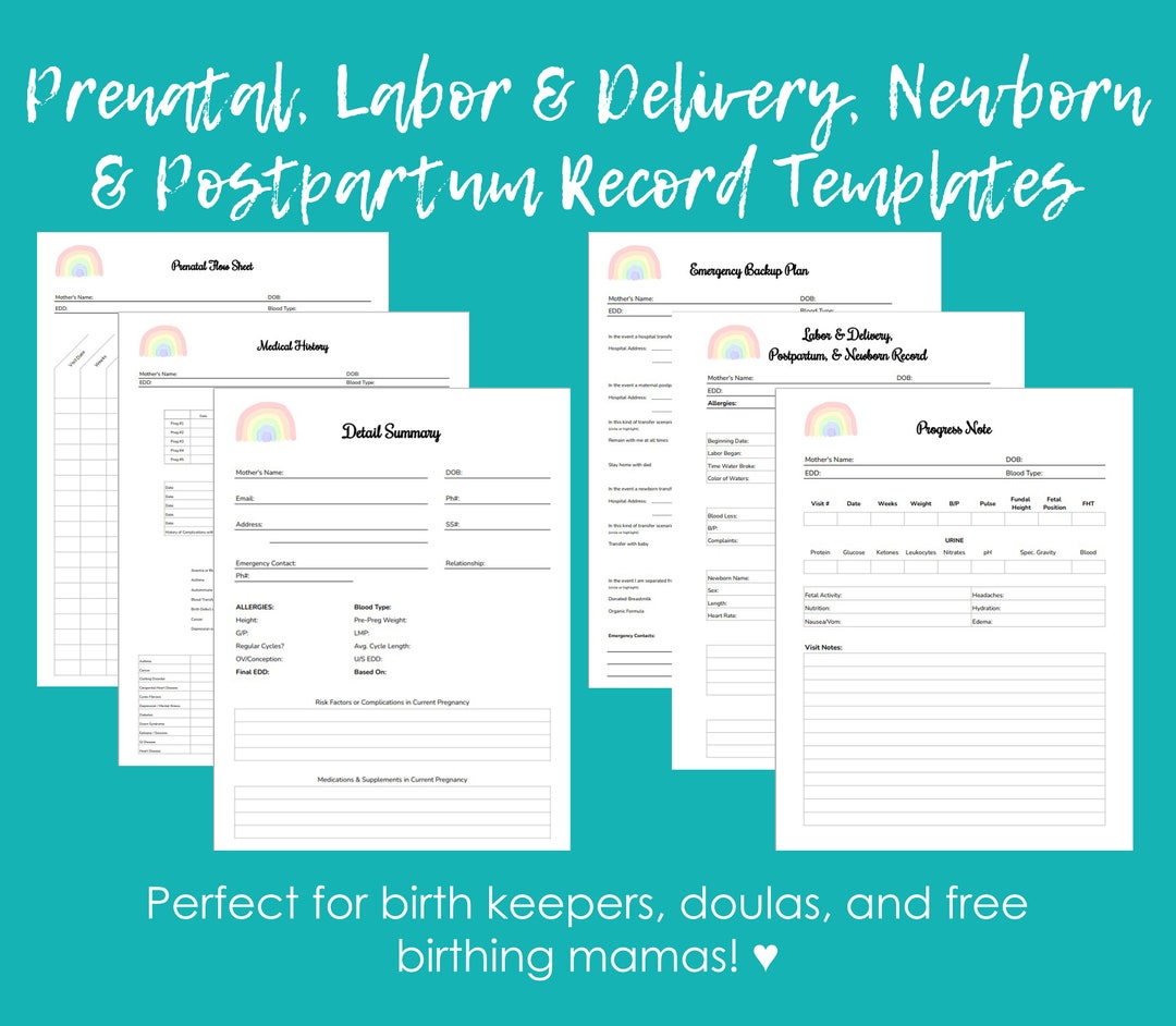 Pregnancy Records Template Home Birth Free Birth Template Birth Keeper ...