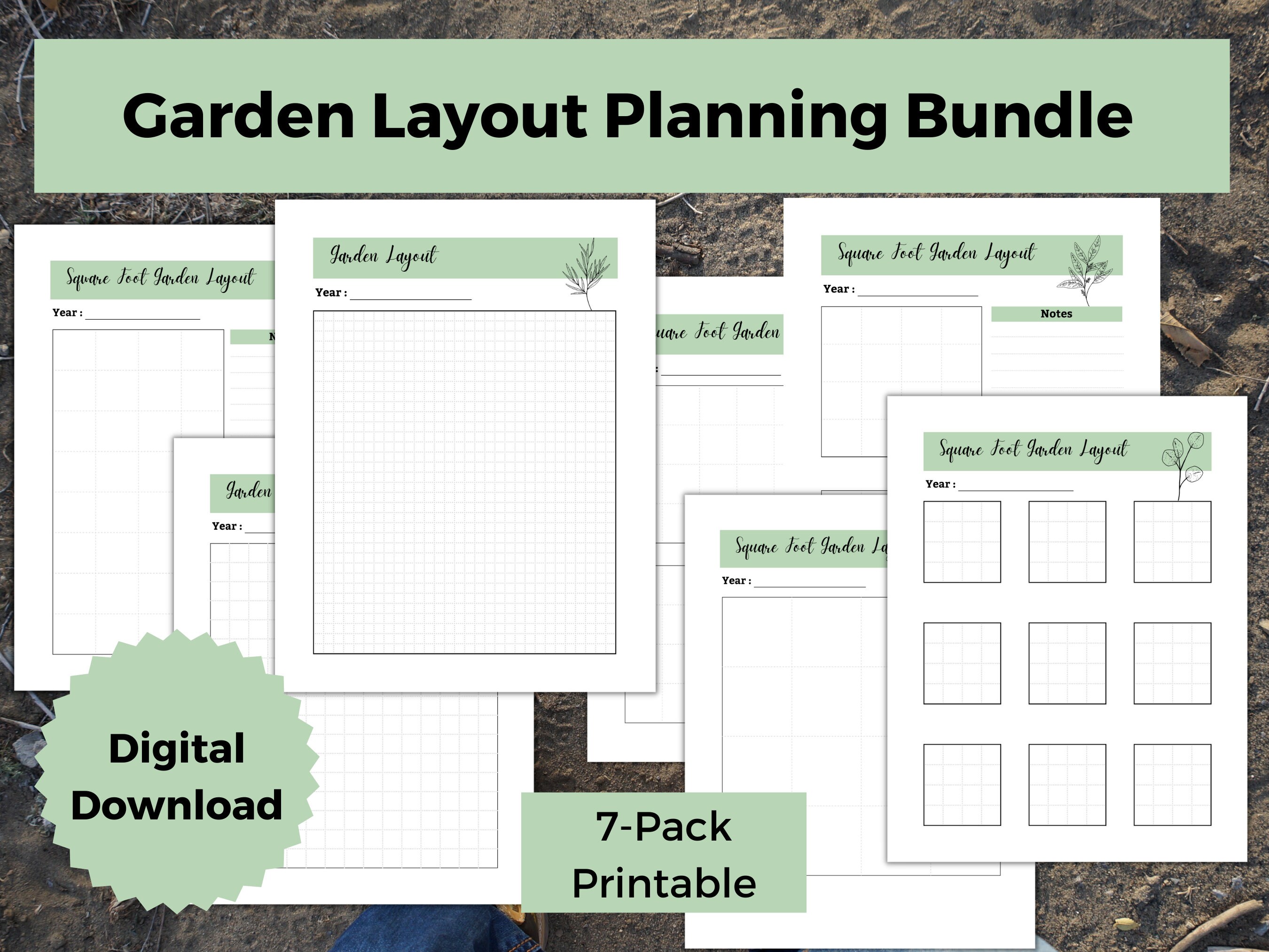Garden Layout Planner Bundle, Large Garden, Square Foot Garden ...