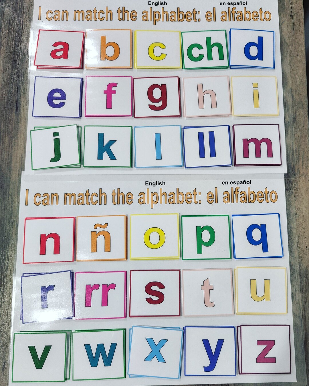 Spanish Alphabet Matching Worksheets With Velcro Dots - Etsy