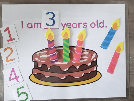 Birthday Cake Counting Toddler Busy Book Learning Binder Page | Etsy