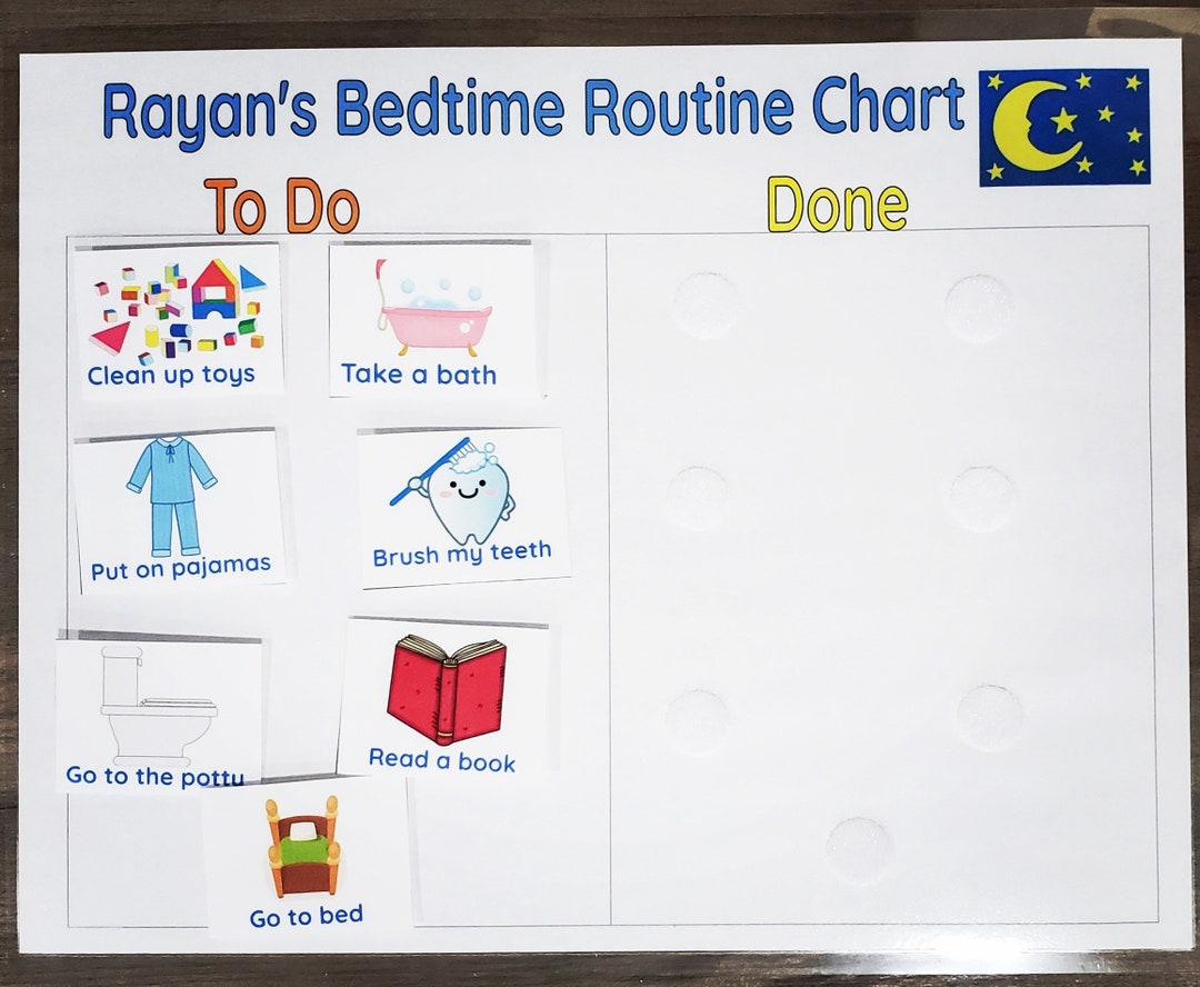 Assembled Bedtime Routine Chart With Velcro Dots - Etsy