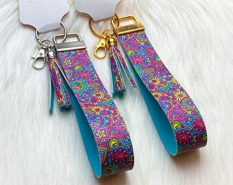 6 Watercolor Watermelon Slices Faux Leather Wristlet Keychain, Key Fob ...