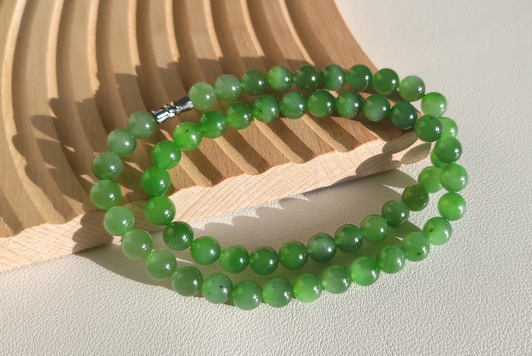 8mm, Certified Natural Russian Siberian Rich Apple Green With Chatoyant ...