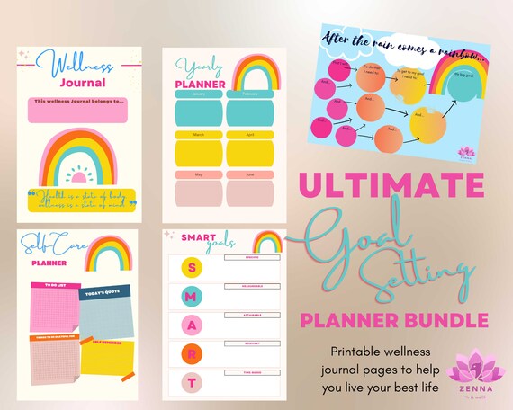 Printable Goal Setting Life Planner Bundle Wellness Journal - Etsy