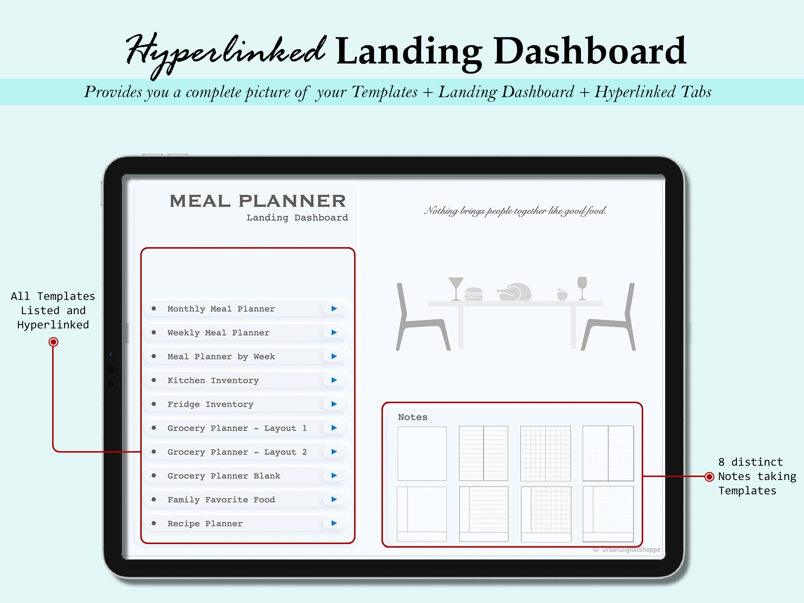 DIGITAL MEAL TEMPLATES (landscape/horizontal) for iPad & Android ...