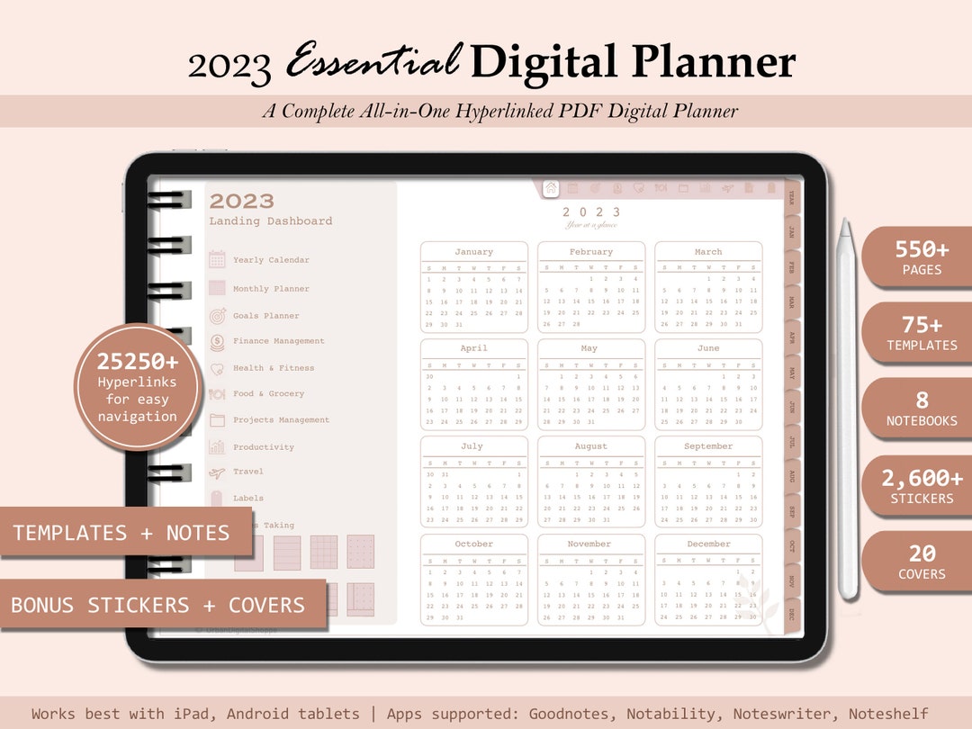 2023 Digital Planner, Landscape Planner, Essential Digital Planner ...