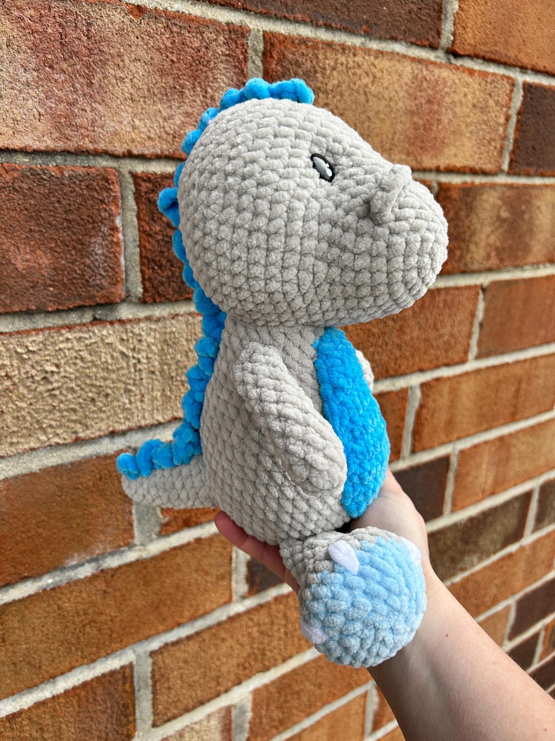 Dinosaur Stuffed Animal, T-rex Dino Plushie Toy, Handmade With Crochet ...