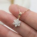 14k Solid Gold Tiny Flower Necklace, Dainty Flower Pendant, Small ...