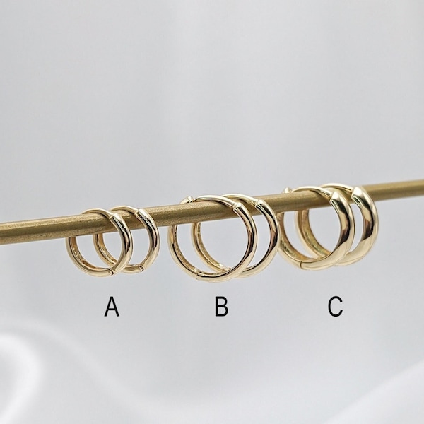 Solid 14k Gold Hoops - Etsy