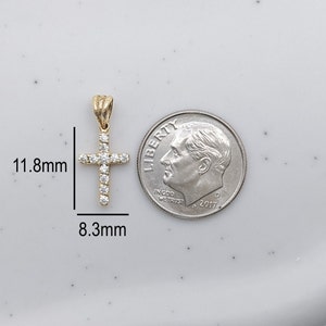 14K Solid Gold Tiny Cross Necklace, Mini Cross Pendant, Dainty Cross ...