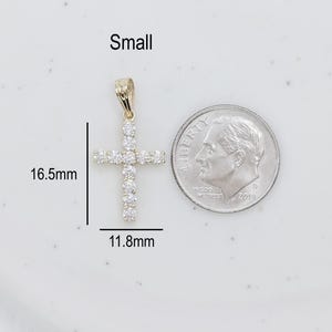 14K Solid Gold Small Cross Necklace, Minimalistic Dainty Cross Pendant ...