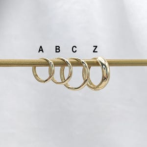 14k Solid Gold Simple Hoops, 10mm, 13mm, 14k Real Gold, Mini Plain Huggies, Small White Gold ...