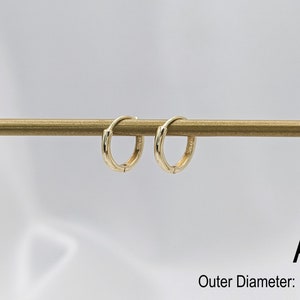 14k White Gold Simple Hoops, 14k Real Solid Gold, Plain Mini Huggies, Small Everyday Hoop ...