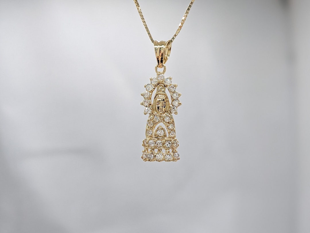 14k Solid Gold Buddha Necklace, Dainty Lady Buddha Pendant, Meditate ...