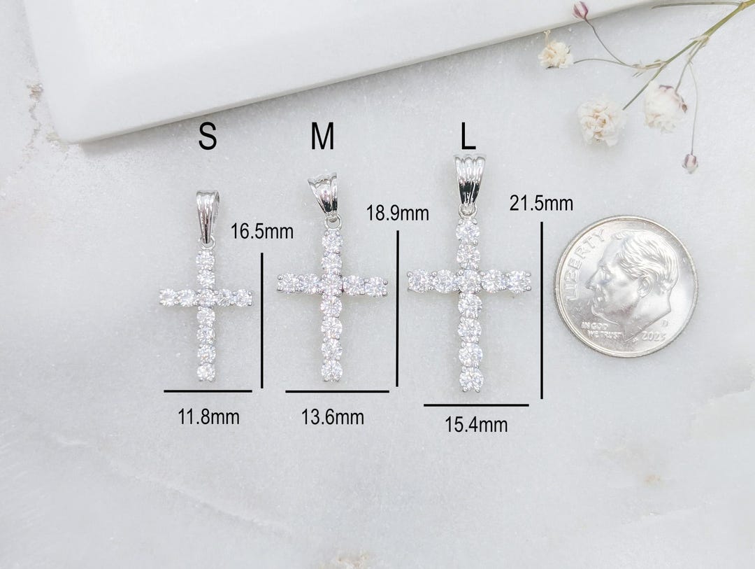 Small Silver Cross Necklace, 925 Sterling Silver, Dainty Minimalistic ...