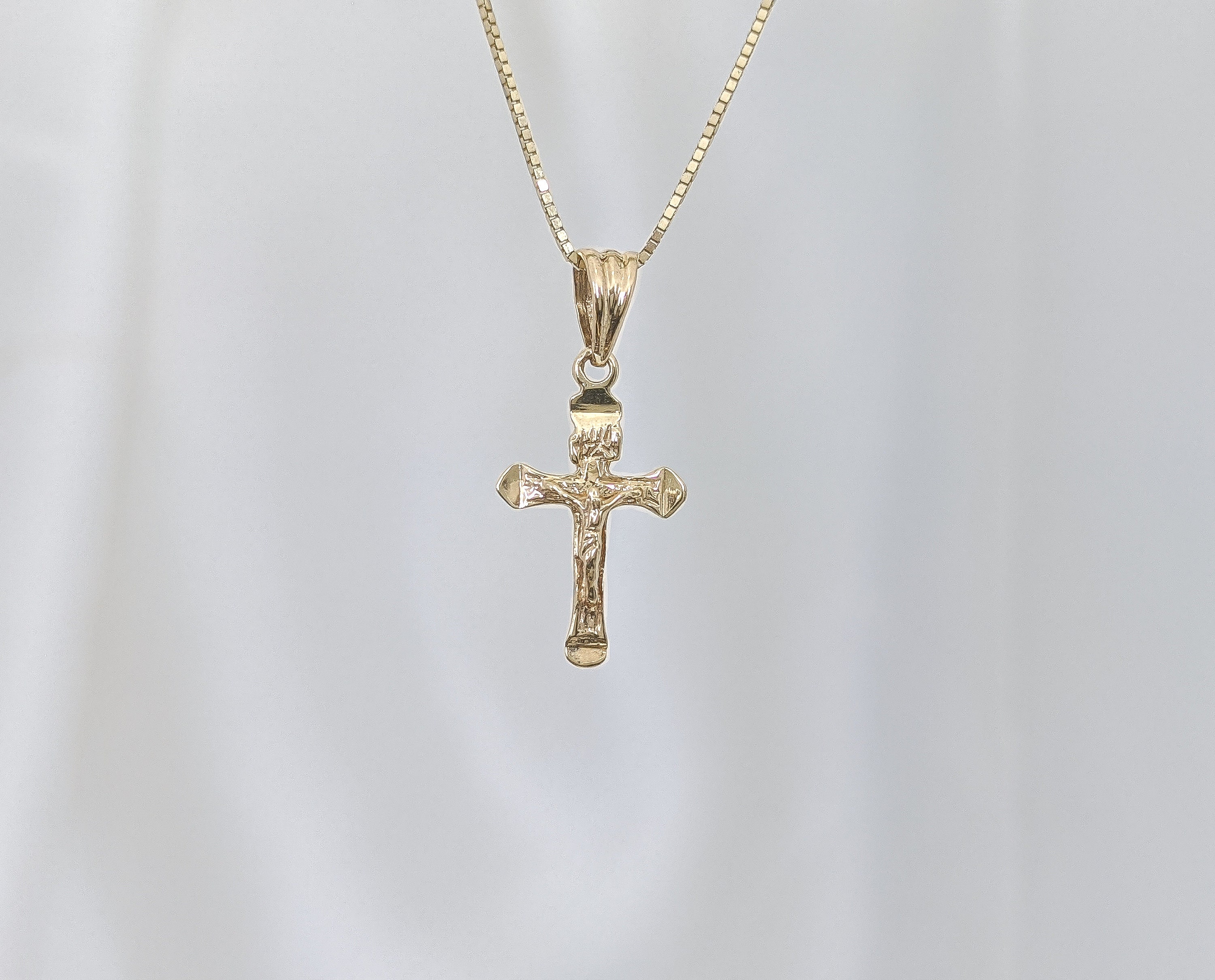 14k Solid Gold Cross Necklace for Child, Baby Gold Cross, Dainty ...