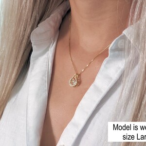 14k Solid Gold Moving Diamond Necklace, CZ, Floating CZ Pavé Diamond ...