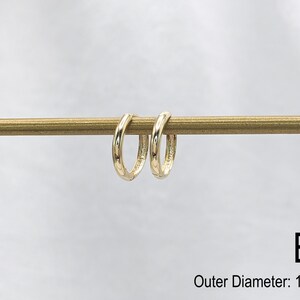14k White Gold Simple Hoops, 14k Real Solid Gold, Plain Mini Huggies, Small Everyday Hoop ...