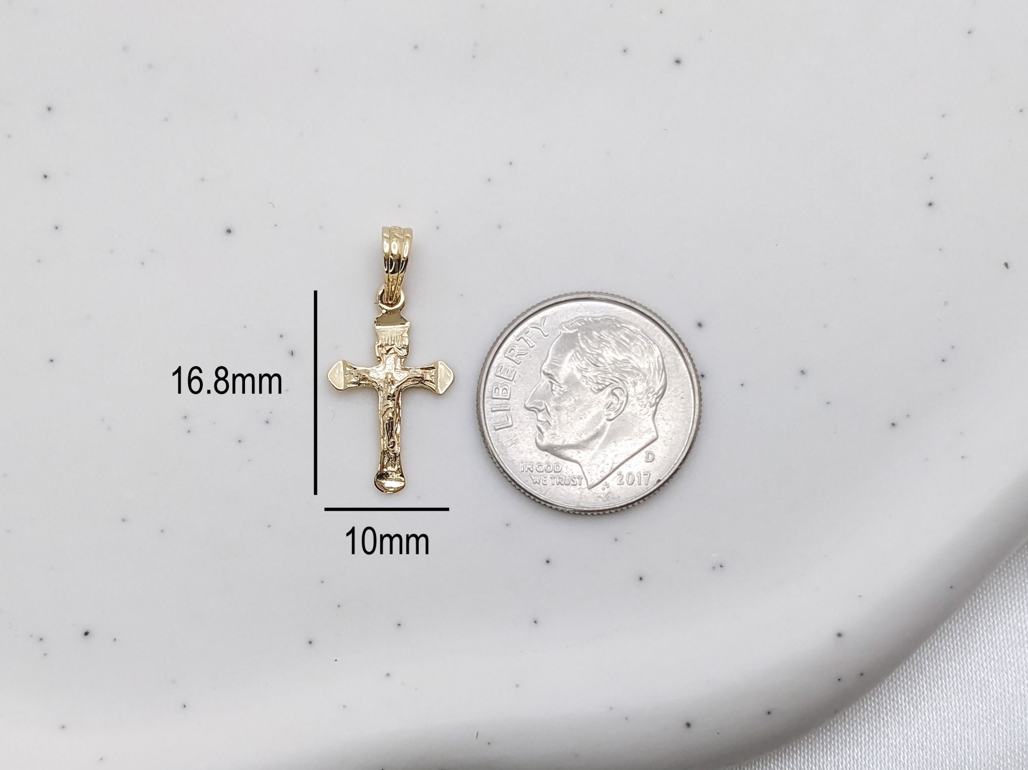 14k Solid Gold Cross Necklace for Child, Baby Gold Cross, Dainty ...