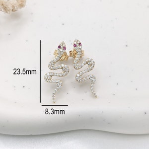 14k Solid Gold Snake Earrings, Edgy Snake Ear Crawler, Bold Pavé ...