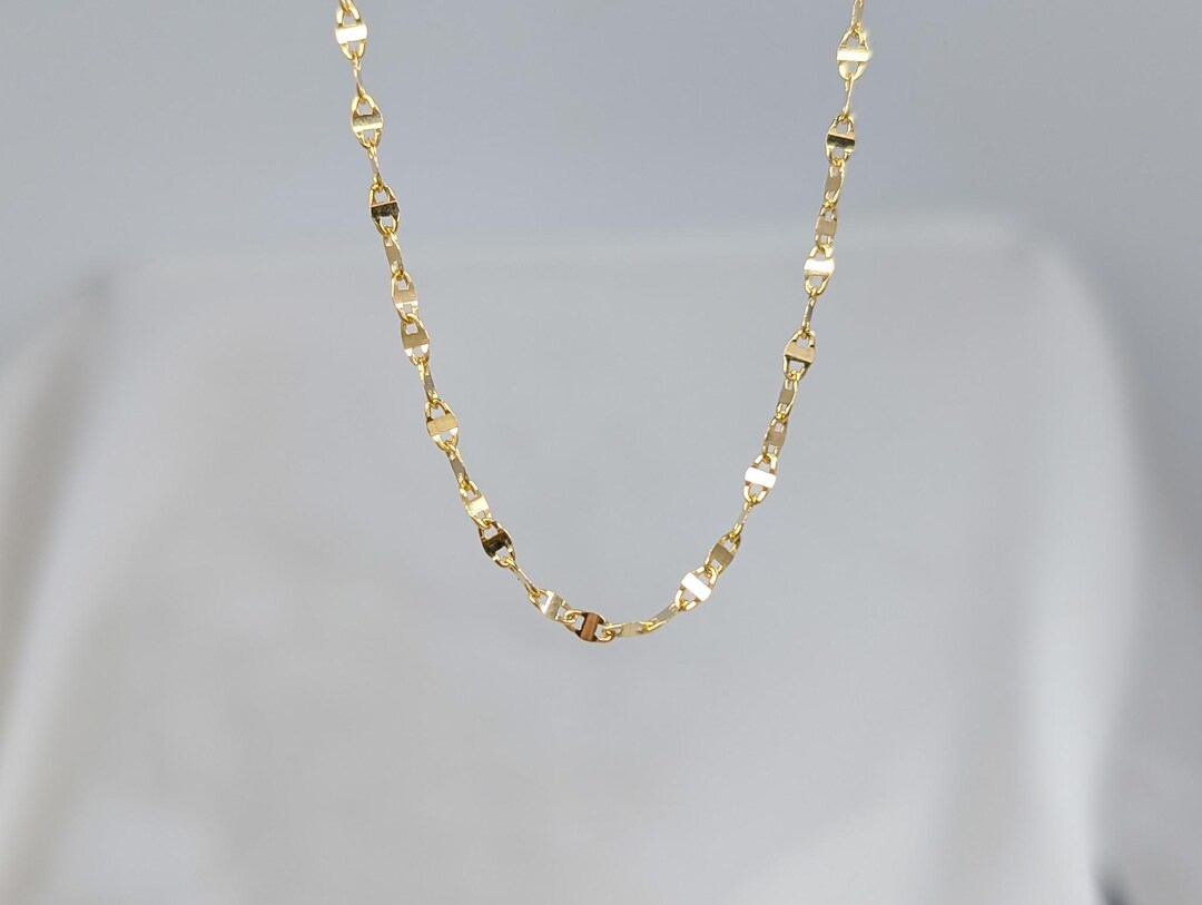 14k Solid Gold Mirror Mariner Chain, Dainty Marina Gold Chain, Small ...