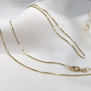 14k Solid Gold Box Chain, Dainty Gold Necklace, 14k Layering Necklace ...