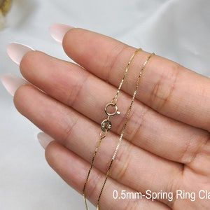 14k Solid Gold Box Chain, Dainty Gold Necklace, 14k Layering Necklace ...