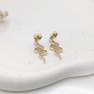 14k Solid Gold Snake Earrings, Edgy Snake Ear Crawler, Bold Pavé ...