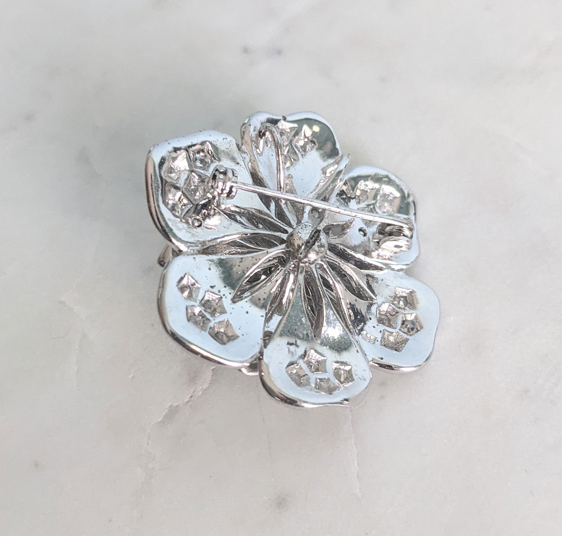 Vintage Sterling Silver Crystal Flower Brooch, Convertible as Pendant ...