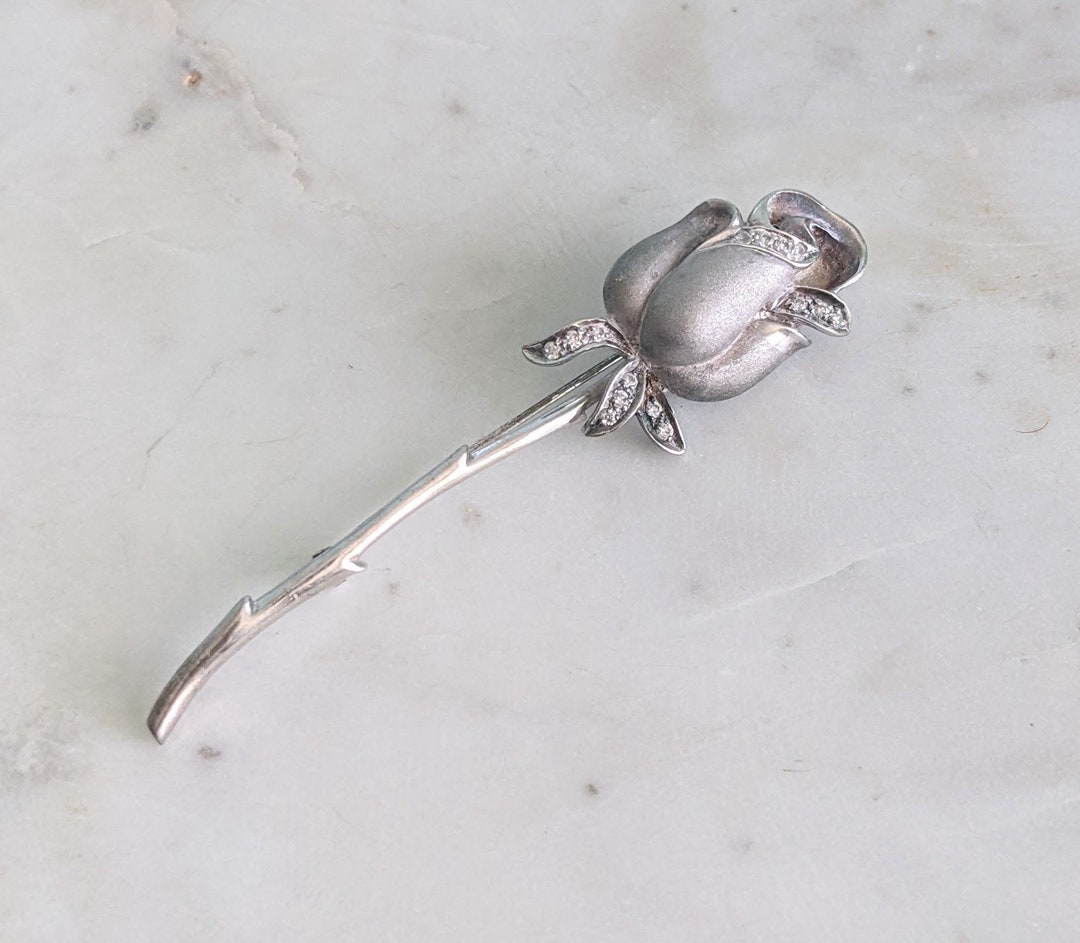 Ciro Vintage Flower Marcasite Brooch, Sterling Silver, Marcasite Pin ...