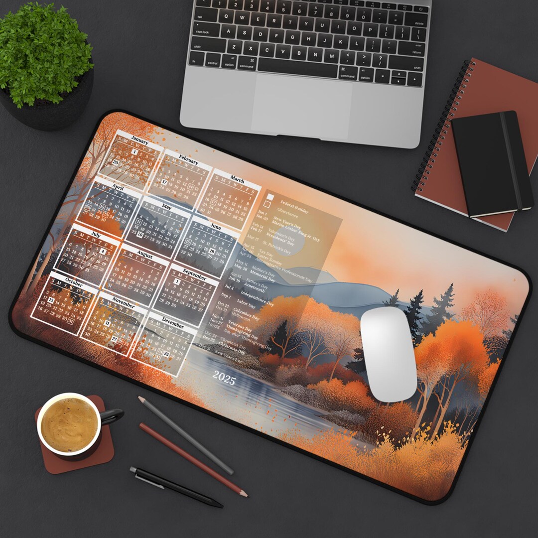 2025 Calendar Mouse Pad: Autumn Forest Desk Decor - Etsy