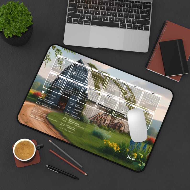 2025 Calendar Mouse Pad: Rustic Barn Desk Accessory - Etsy