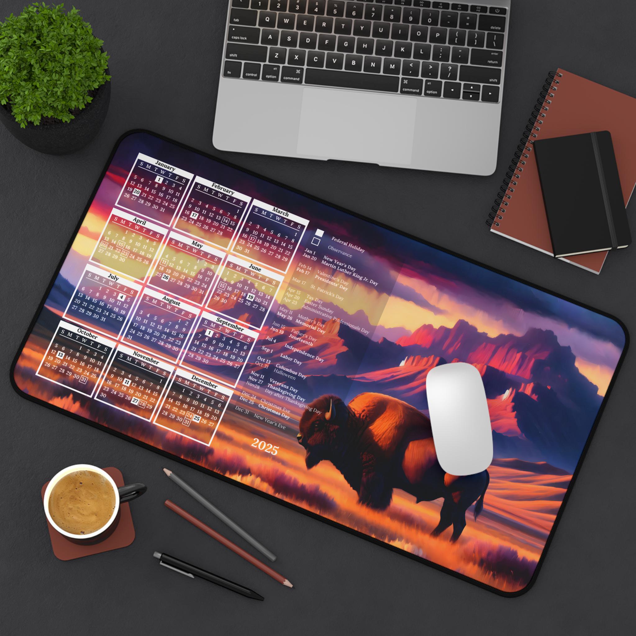 2025 Calendar Mouse Pad With Holidays, Perfect Christmas & New Years ...