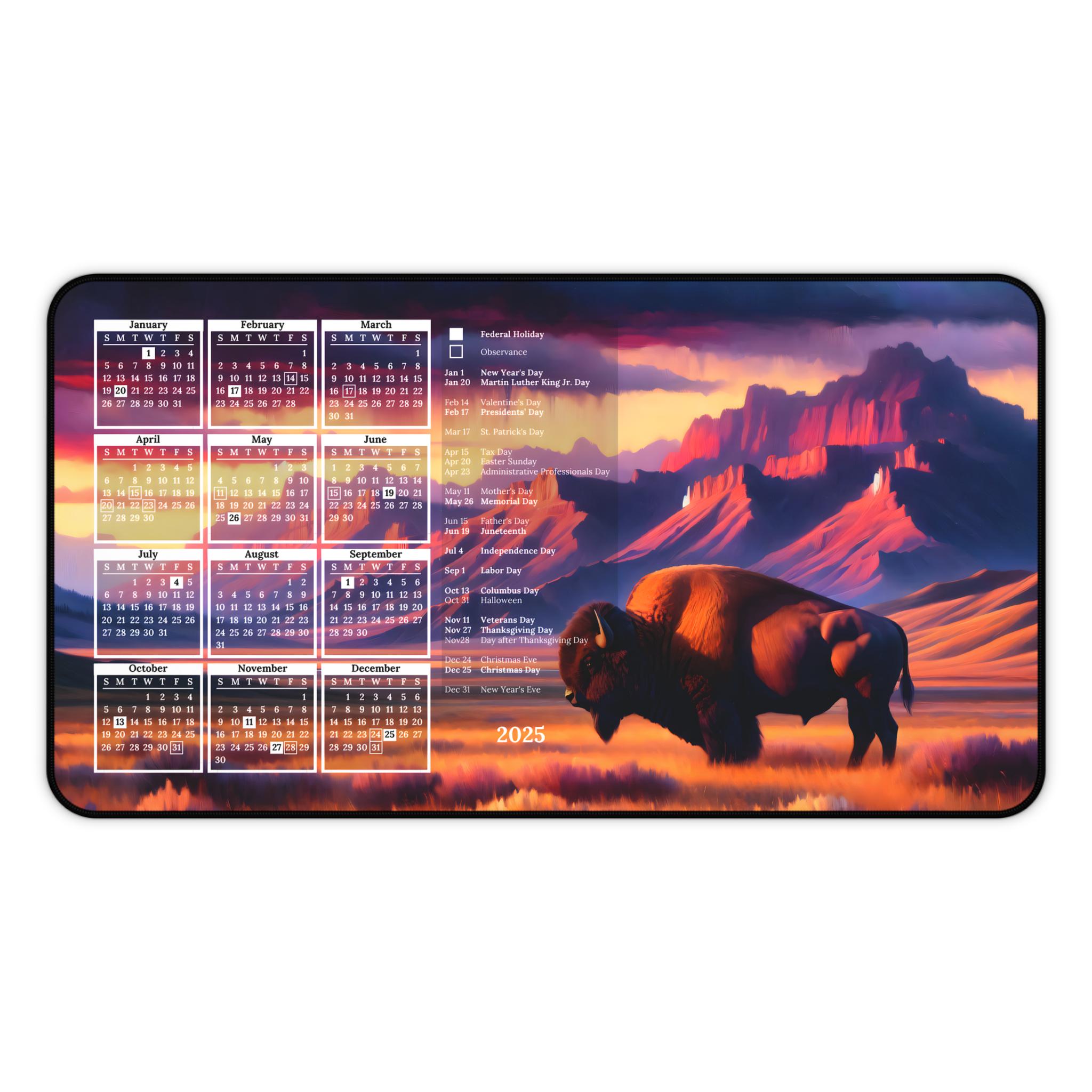 2025 Calendar Mouse Pad With Holidays, Perfect Christmas & New Years ...