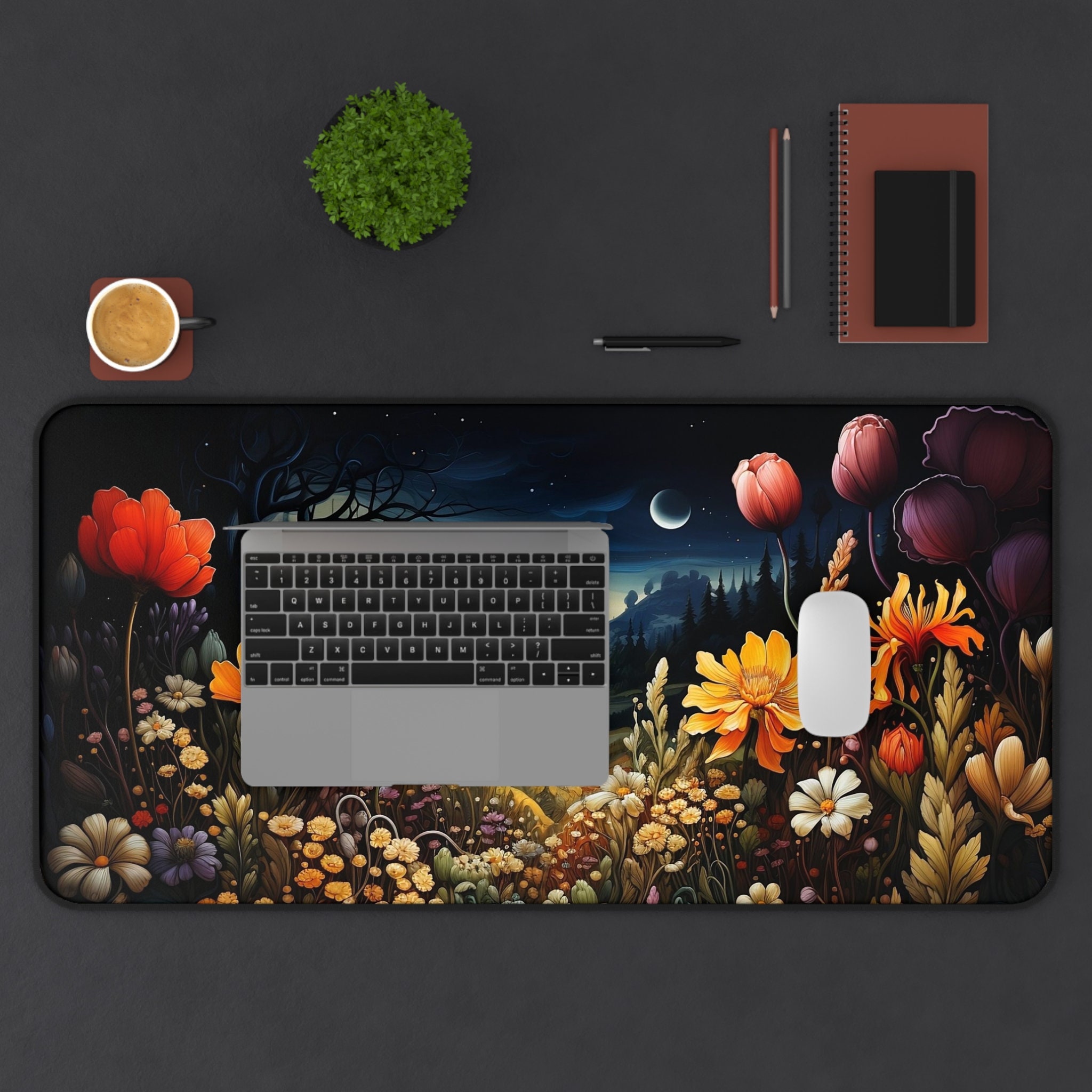 Large Floral Desk Mat Xl Mousepad Plant Desk Mat Extra - Etsy