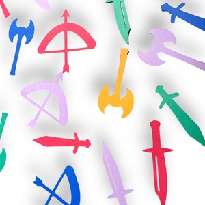 Medieval Weapon Confetti / Axe and Sword Party Scatter / Birthday Decor ...