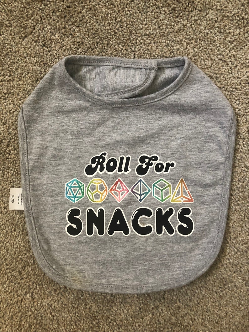 DND Baby Bib: Roll for Snacks, Nerdy Dice Design - Etsy