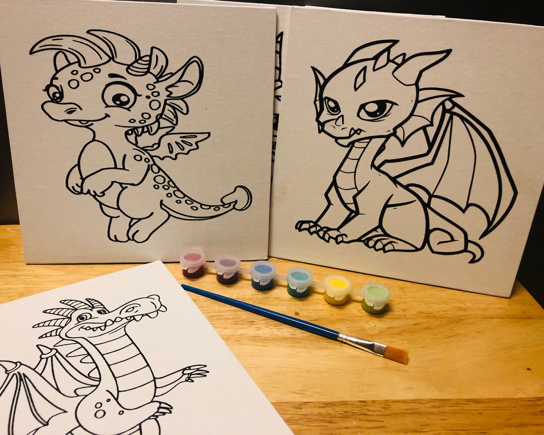 Dragon Paint Party or Birthday Activity Kit, Kids Activity, Dragons ...