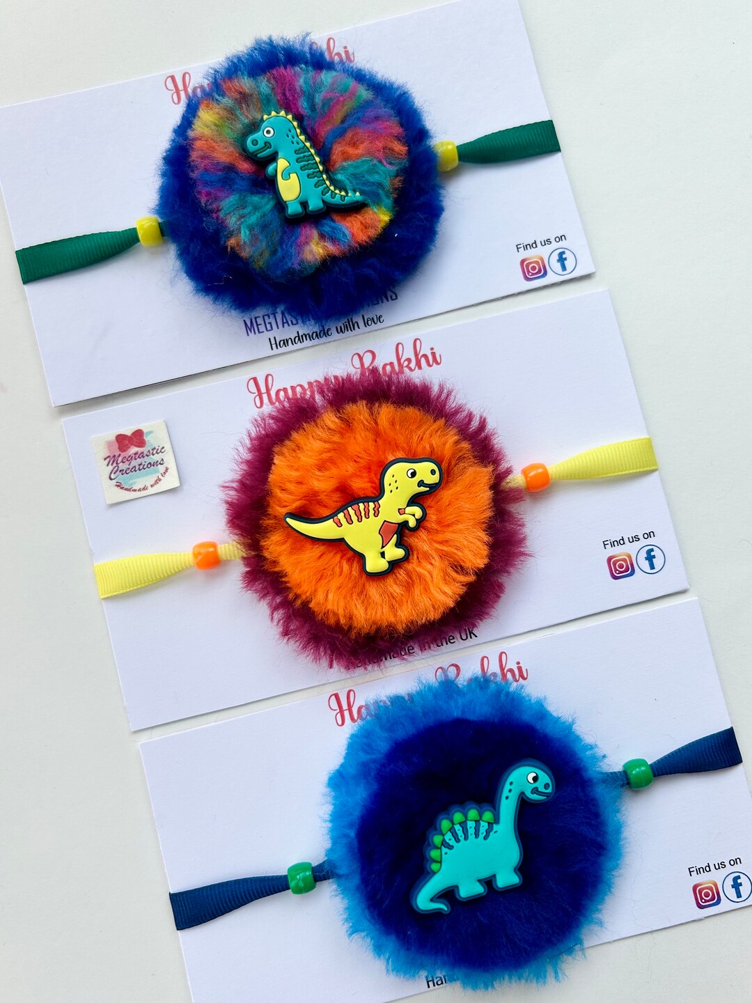 Blue Dino Wristband, T-rex Wristband, Dinosaur Rakhi, Kids Wristband ...