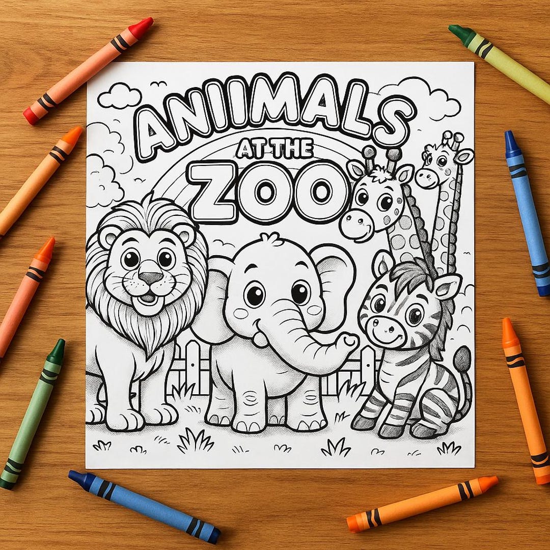 Zoo Animal Coloring Pages: Kids Birthday Party Activity (PDF) - Etsy