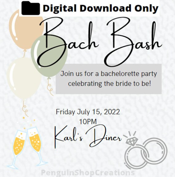 Bach Bash Bachelorette Party Invitation Digital Download - Etsy
