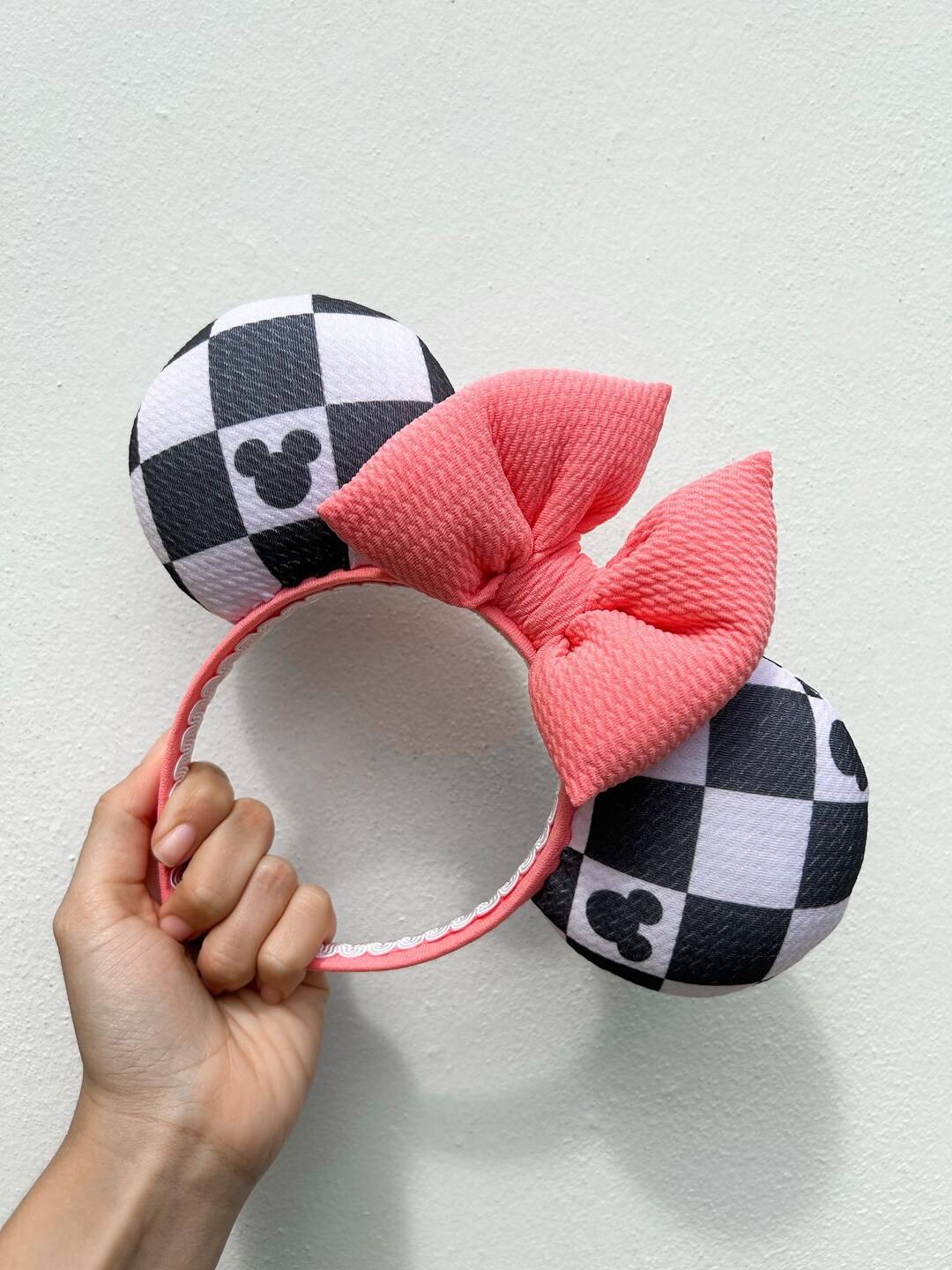 Retro Checkered Mouse Ears Retro Minnie Ears Black and White - Etsy