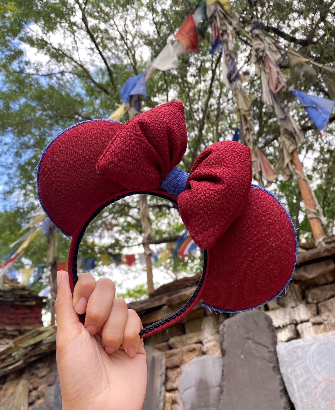 Red Snake Print and Denim Mouse Ears, Asia Mouse Ears, Animal Print ...