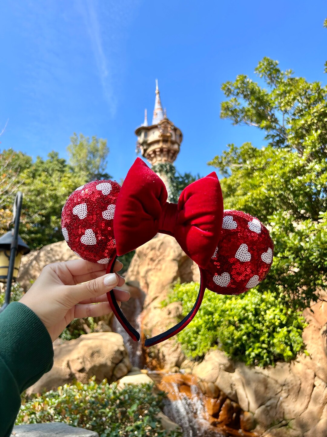 Sparkling Hearts Mouse Ears, Classic Red Minnie Ears, Valentines Mouse ...