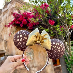 Cheetah Mouse Ears, Animal Print Minnie Ears, Rose Gold Cheetah Print ...