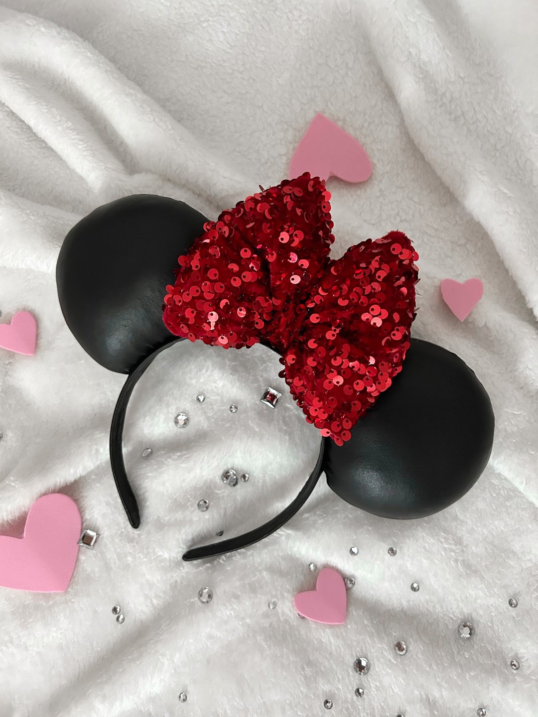 Classic Sparkling Red Bow Mouse Ears, Classic Mouse Ears, Red Bow Mouse ...