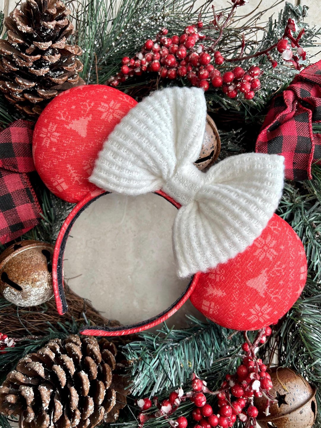 Cozy Christmas Minnie Ears, Holiday Knitted Minnie Ears, Adorable ...