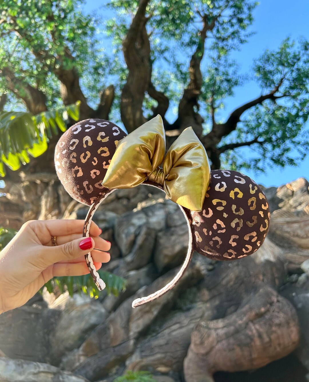 Cheetah Mouse Ears, Animal Print Minnie Ears, Rose Gold Cheetah Print ...
